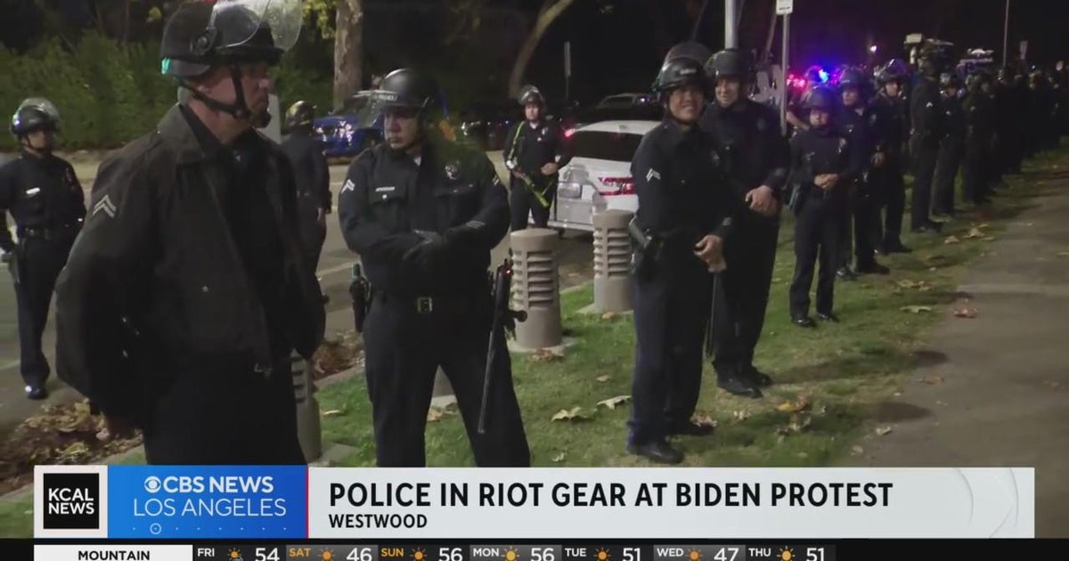 Police suited in riot gear arrive at Westwood protests against ...
