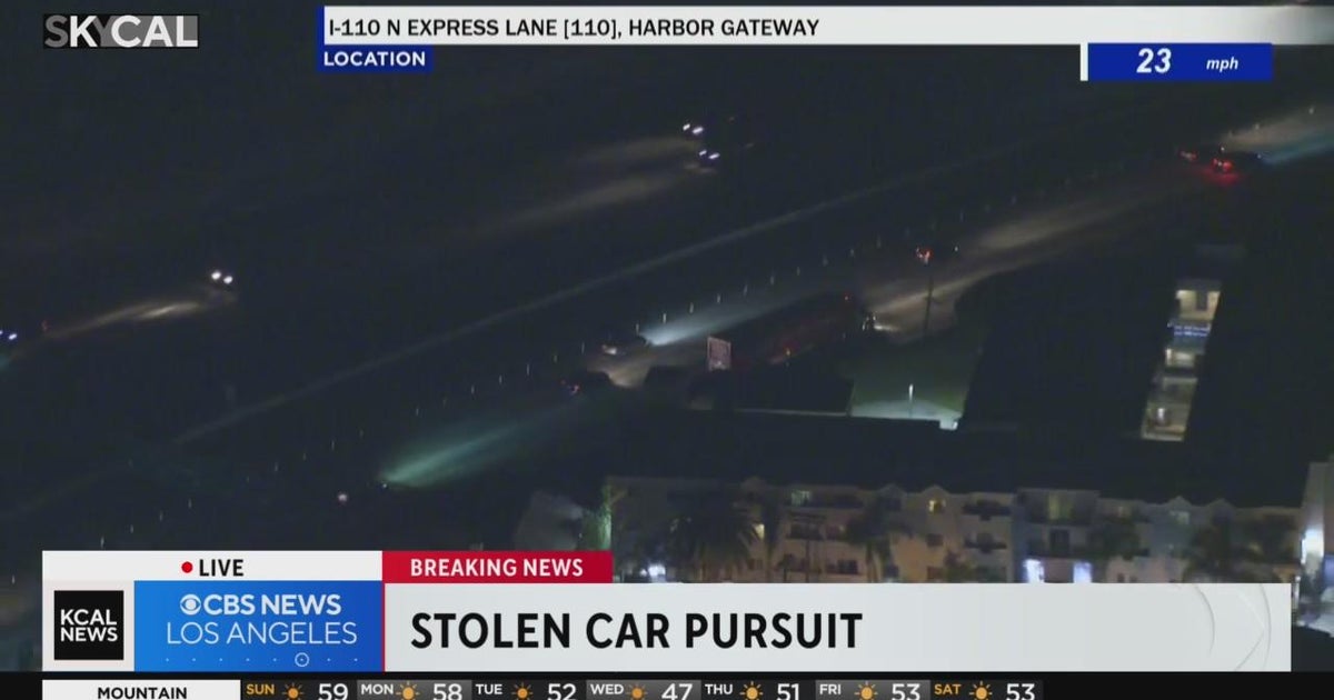 Stolen car pursuit on 110 Freeway - CBS Los Angeles