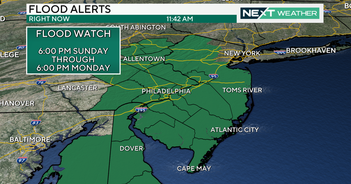 Philadelphia, Pa. weather: Rain, flooding risks Sunday night - CBS ...