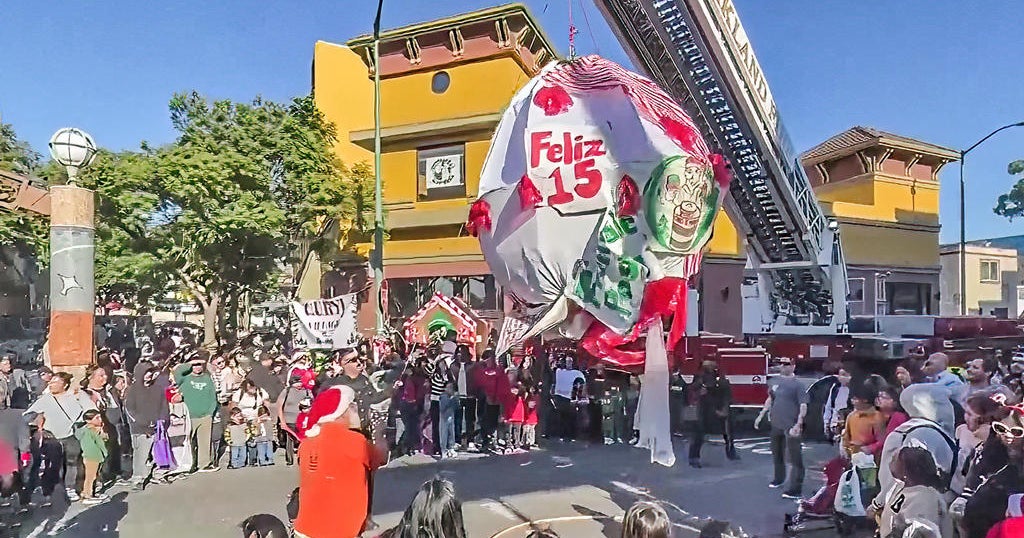 Huge piñata a highlight at Las Posadas street party in Oakland - CBS ...