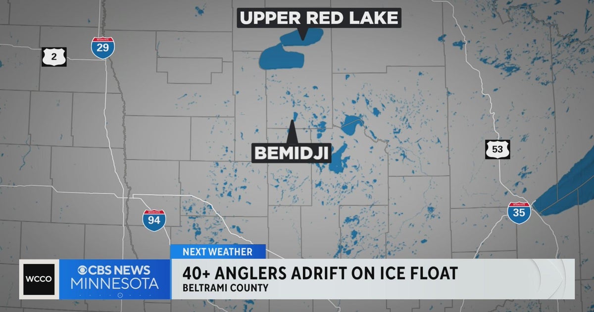Dozens stranded on Upper Red Lake after ice breaks - CBS Minnesota