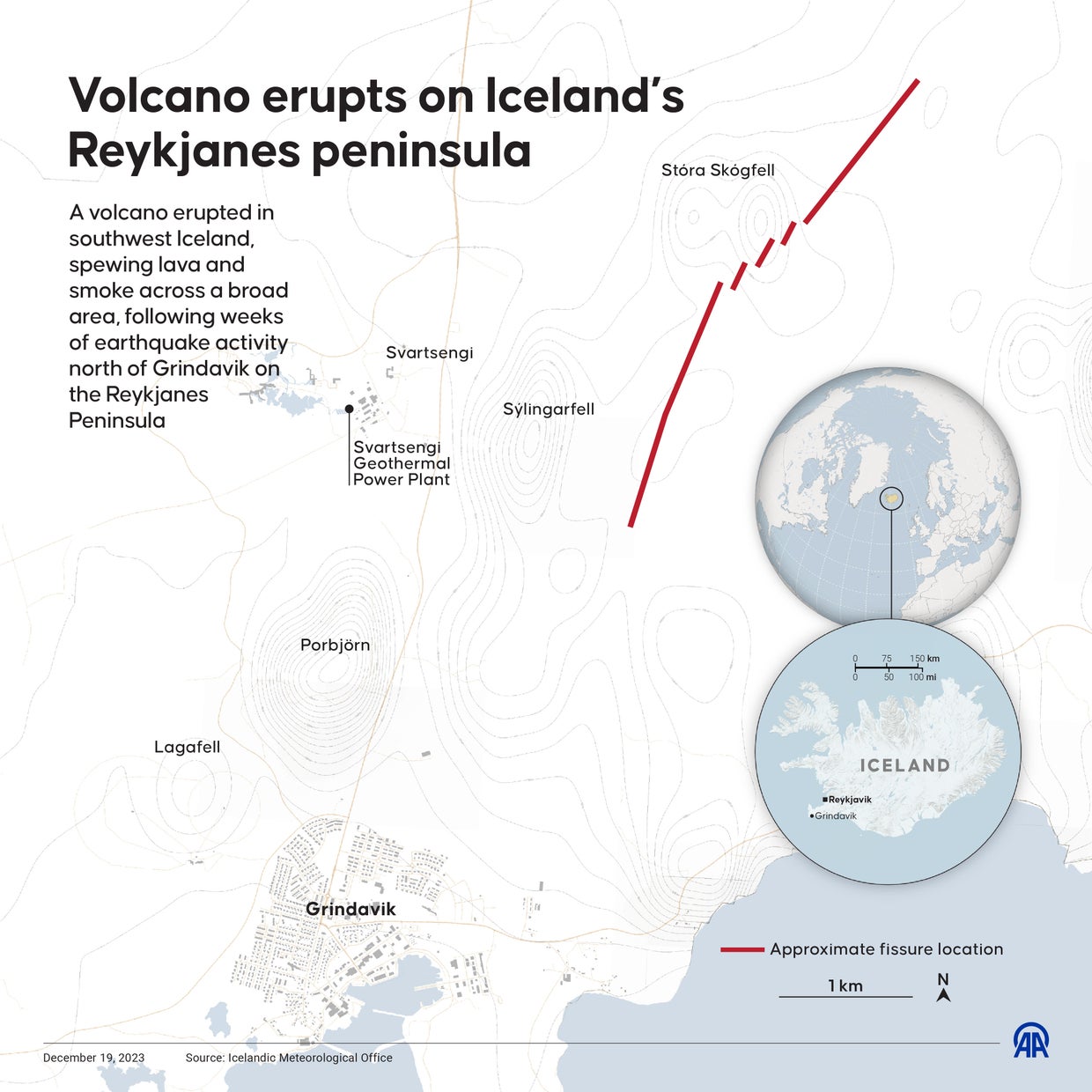 Photos of Iceland volcano eruption show lava fountains, miles-long ...