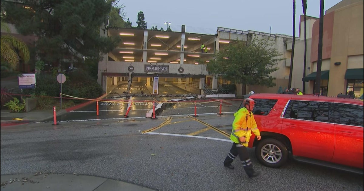 Parking structure partially damaged after vertical hill slide - CBS Los ...