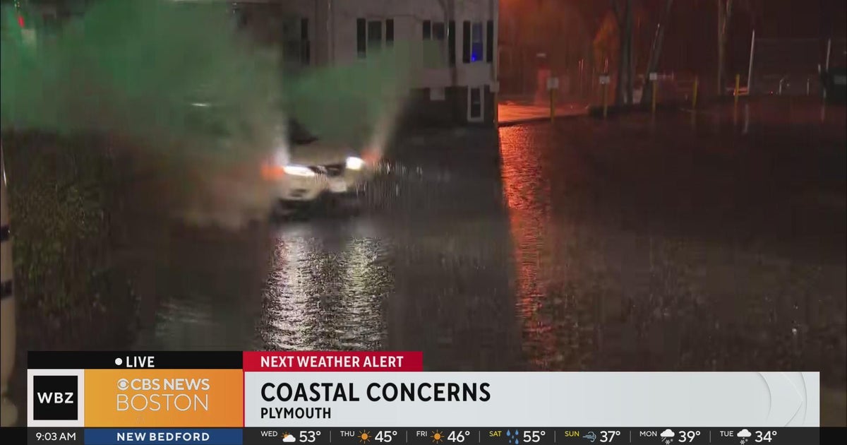 Plymouth avoids major damage from coastal flooding during storm - CBS ...