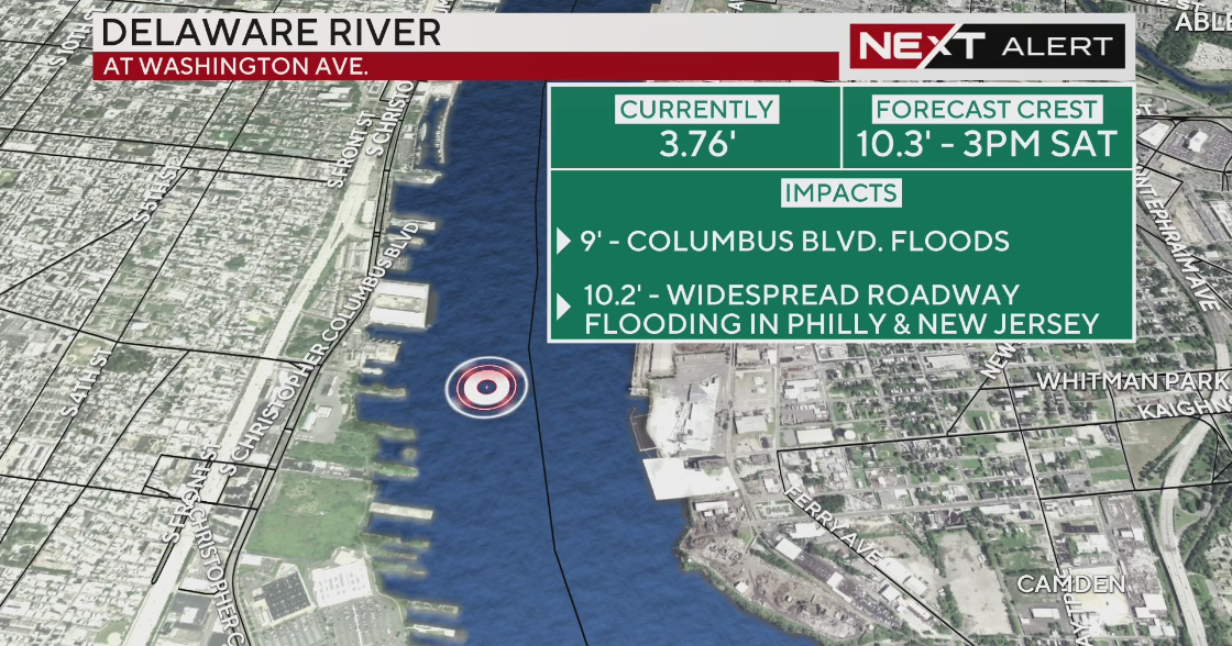 Moderate to major flooding possible along Delaware River at high tide ...