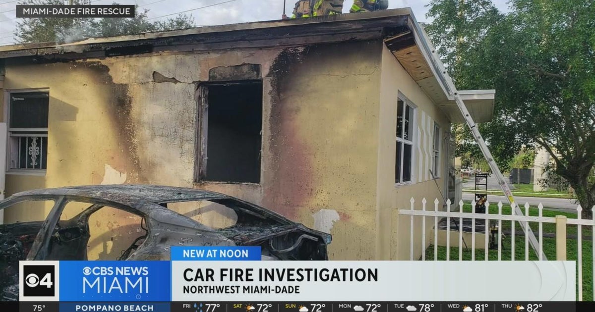 2 cars up in flames in Northwest Miami-Dade - CBS Miami