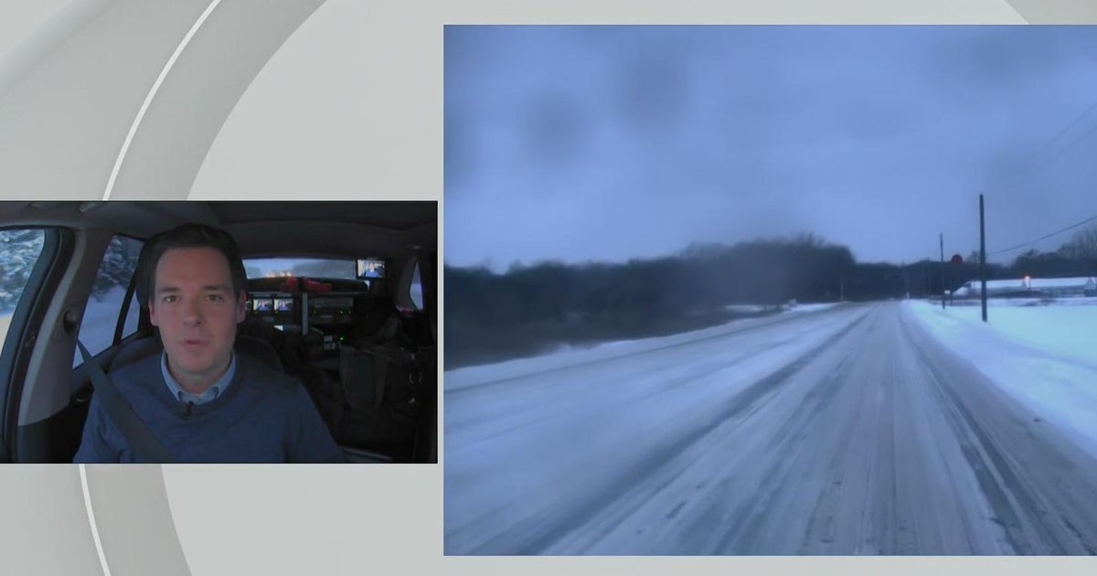 A view of the snow-filled roads in Indiana from the CBS 2 Mobile ...