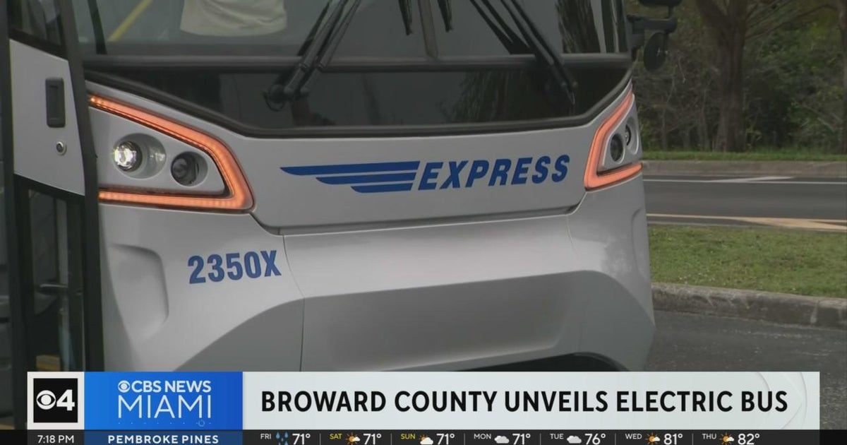 Broward County Transit unveils electric express coach bus - CBS Miami