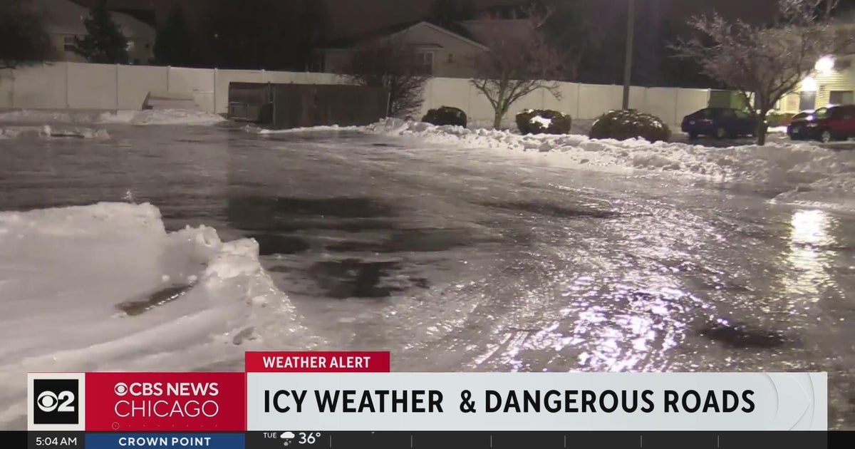 Roads covered in ice in Chicago's south suburbs - CBS Chicago