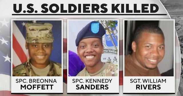 Pentagon identifies 3 U.S. soldiers killed in drone attack in Jordan - CBS News