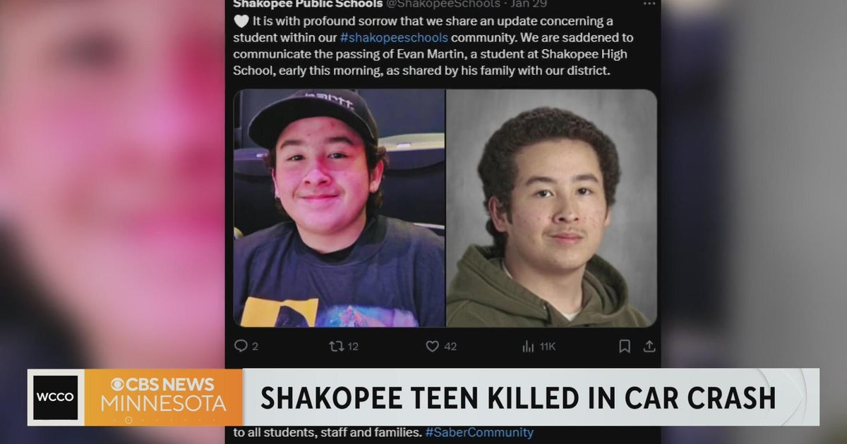 Shakopee teen Evan Martin dies days after crashing into tree - CBS ...
