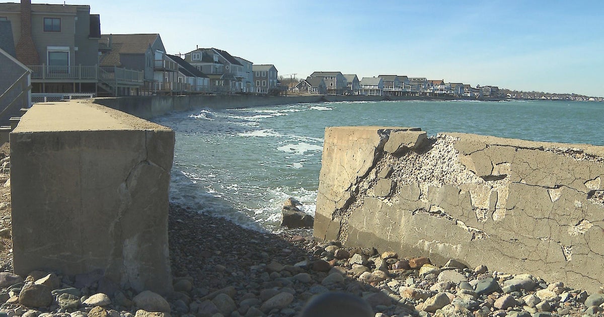 Scituate residents near damaged seawall brace for storm - CBS Boston