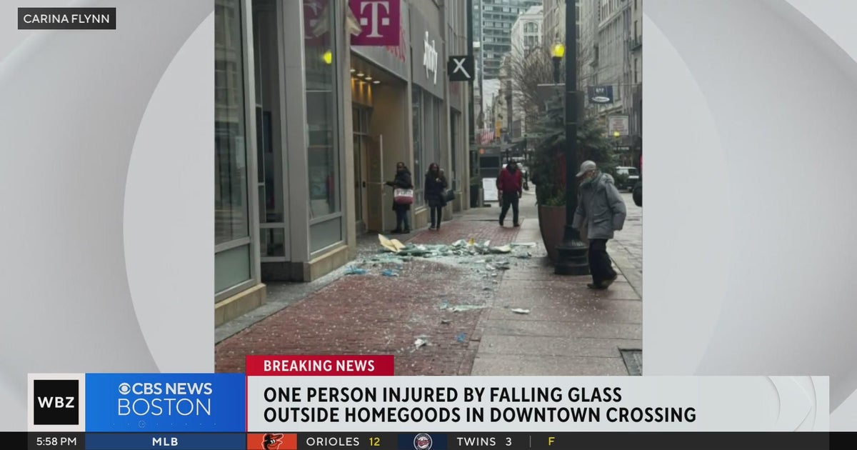 Second-floor window smashes to the ground in Boston, injuring 1 - CBS ...