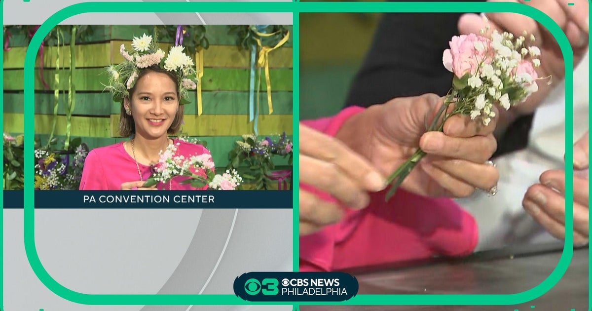 Learning to make flower crowns at Philadelphia Flower Show! - CBS ...
