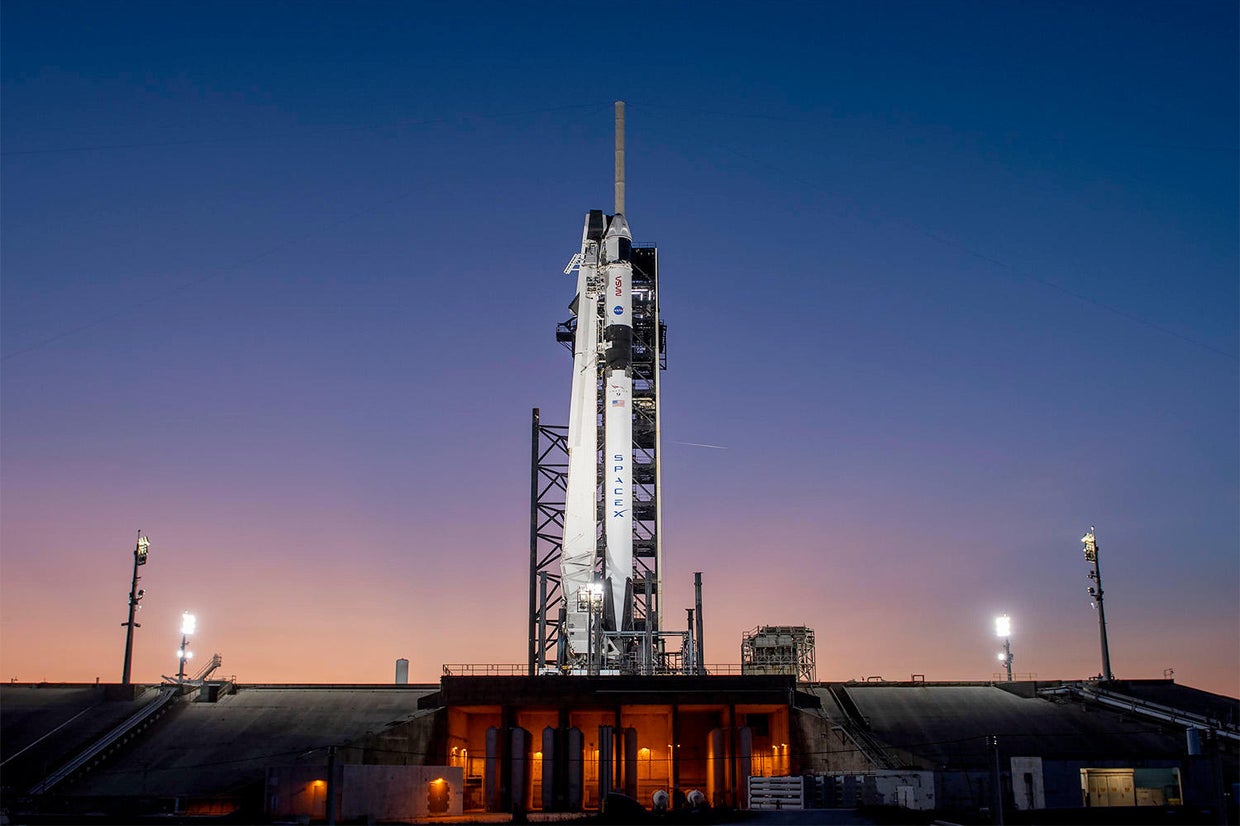 SpaceX calls off crew launch to space station due to high winds along flight path - CBS News
