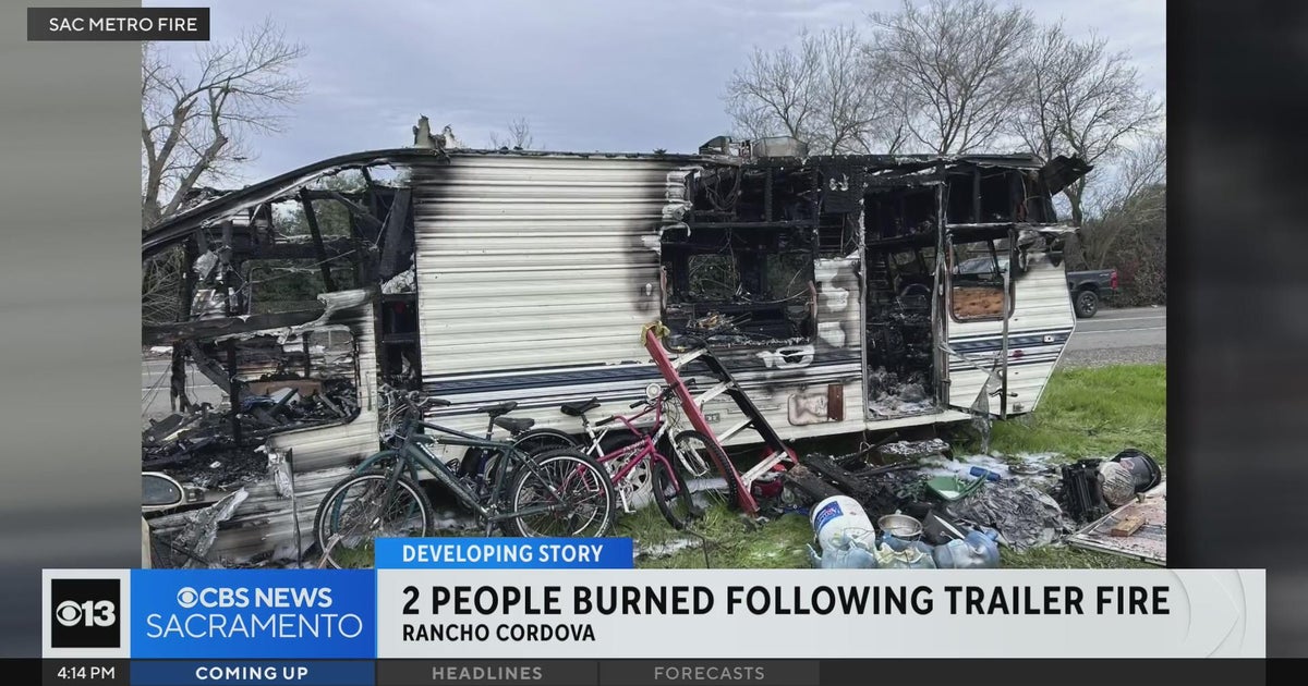 2 people burned after trailer catches on fire in Rancho Cordova - CBS ...