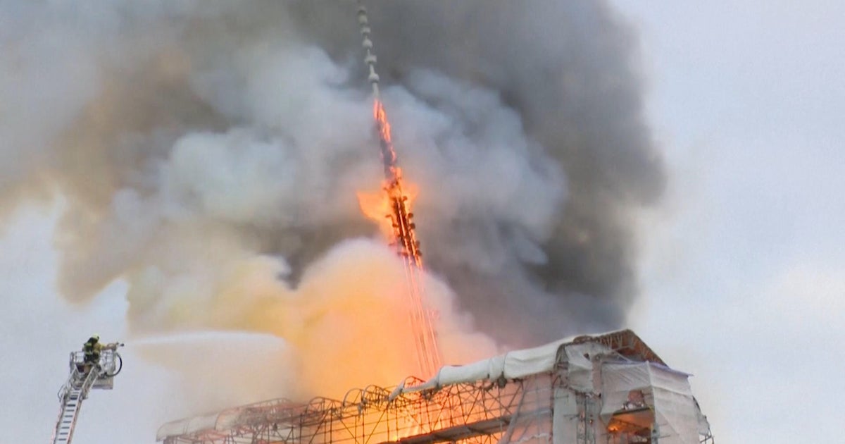 Copenhagen's historic Old Stock Exchange erupts in flames, collapsing ...
