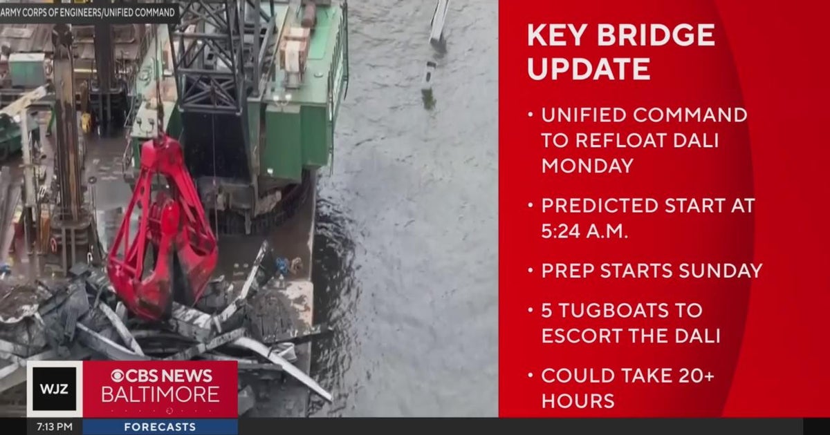 Dali cargo ship set to be refloated Monday, weeks after the Key Bridge ...