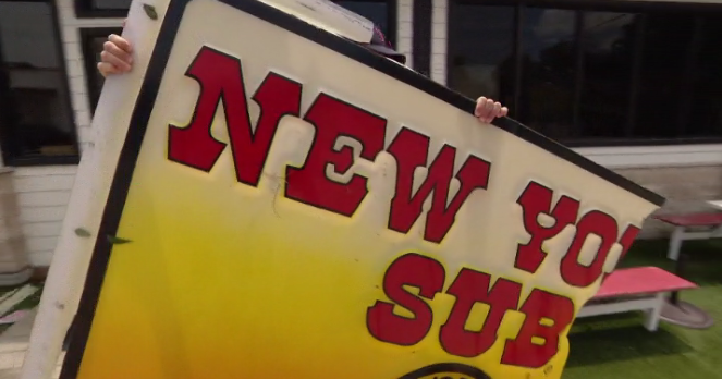 Iconic University Park New York Sub sign falls to storms after standing ...