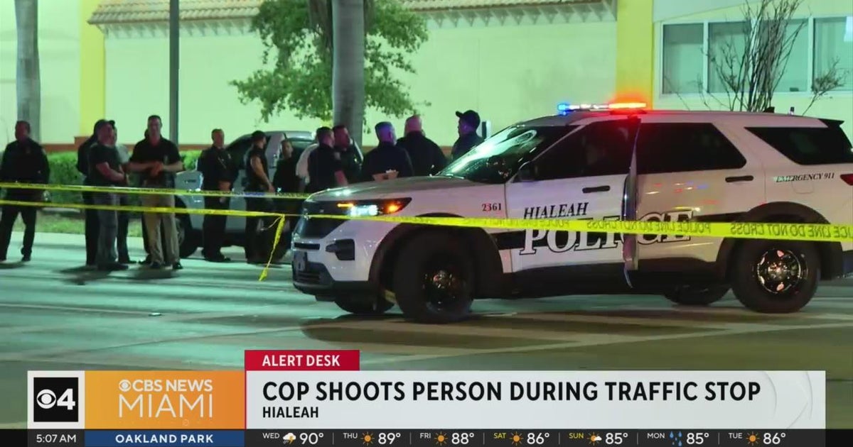 Hialeah police shoot car theft suspect at traffic stop - CBS Miami