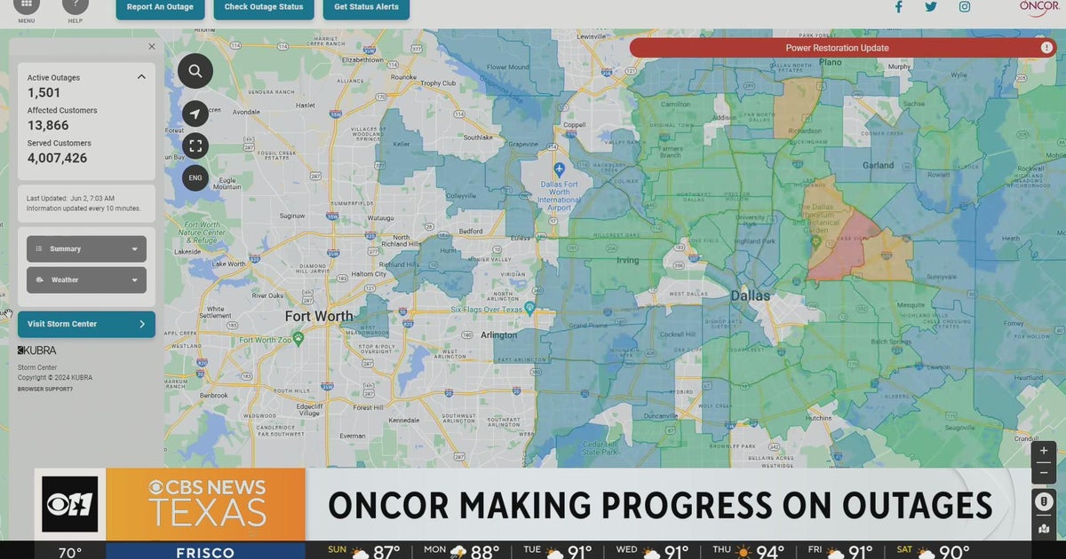 Oncor making progress restoring power for North Texans - CBS Texas
