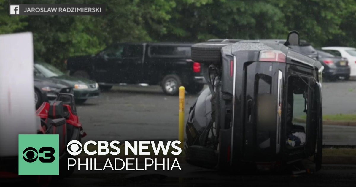 Cars flipped over in Lawrence Township, NJ after storms hit - CBS ...