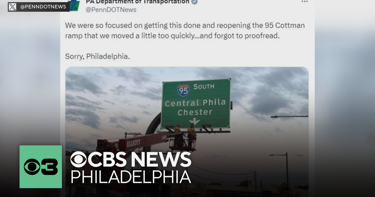 PennDOT apologizes for typo on sign from Cottman Avenue to I-95 South ...