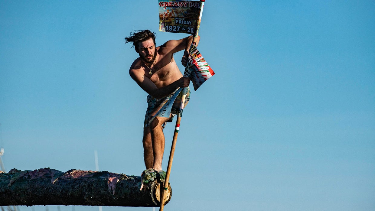 Gloucester greasy pole winner has been training his whole life - CBS Boston