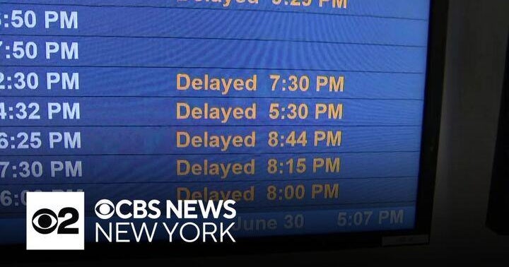 Hundreds of delays at area airports due to severe weather - CBS New York