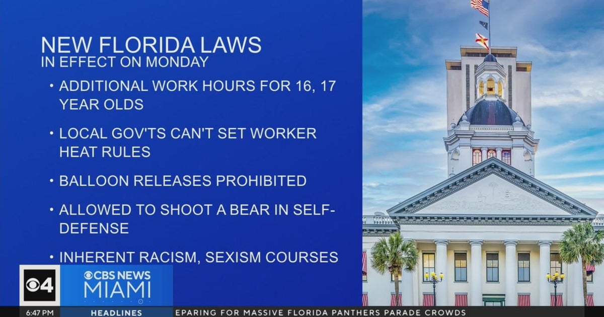 New Florida laws going into effect July 1 - CBS Miami