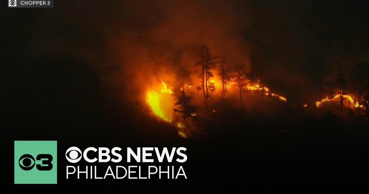 Firefighters battle wildfire in Wharton State forest - CBS Philadelphia