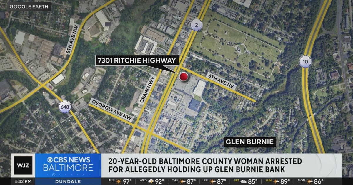 Baltimore County woman arrested for allegedly holding up bank - CBS ...