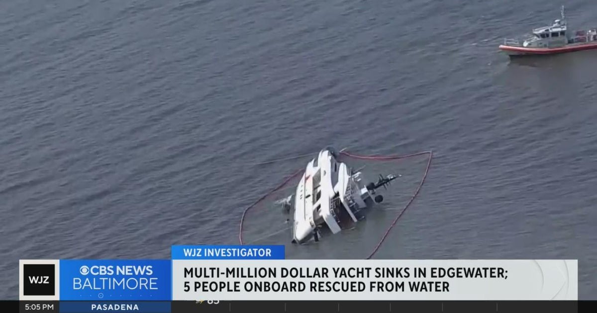 Multi-million dollar yacht sinks in Edgewater, five rescued - CBS Baltimore