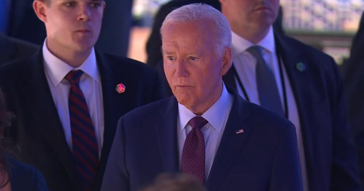 Watch: Biden gets first look at DNC stage - CBS News