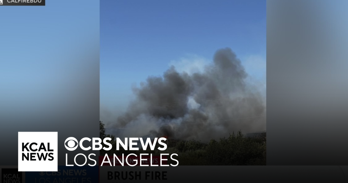 Firefighters battling brush fire in remote part of Hesperia - CBS Los ...