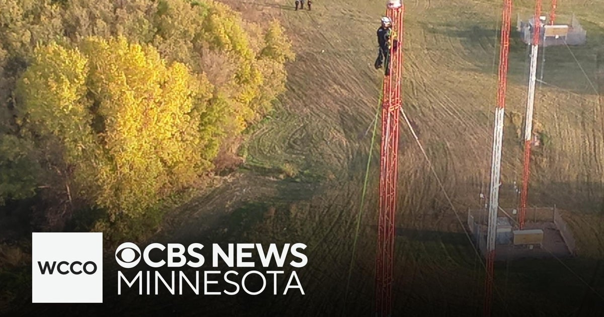 A group of courageous workers save a man from a radio tower - CBS Minnesota