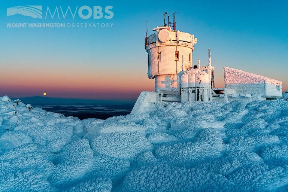 Unusual rime ice photo looks like frozen tornado on Mount Washington in ...