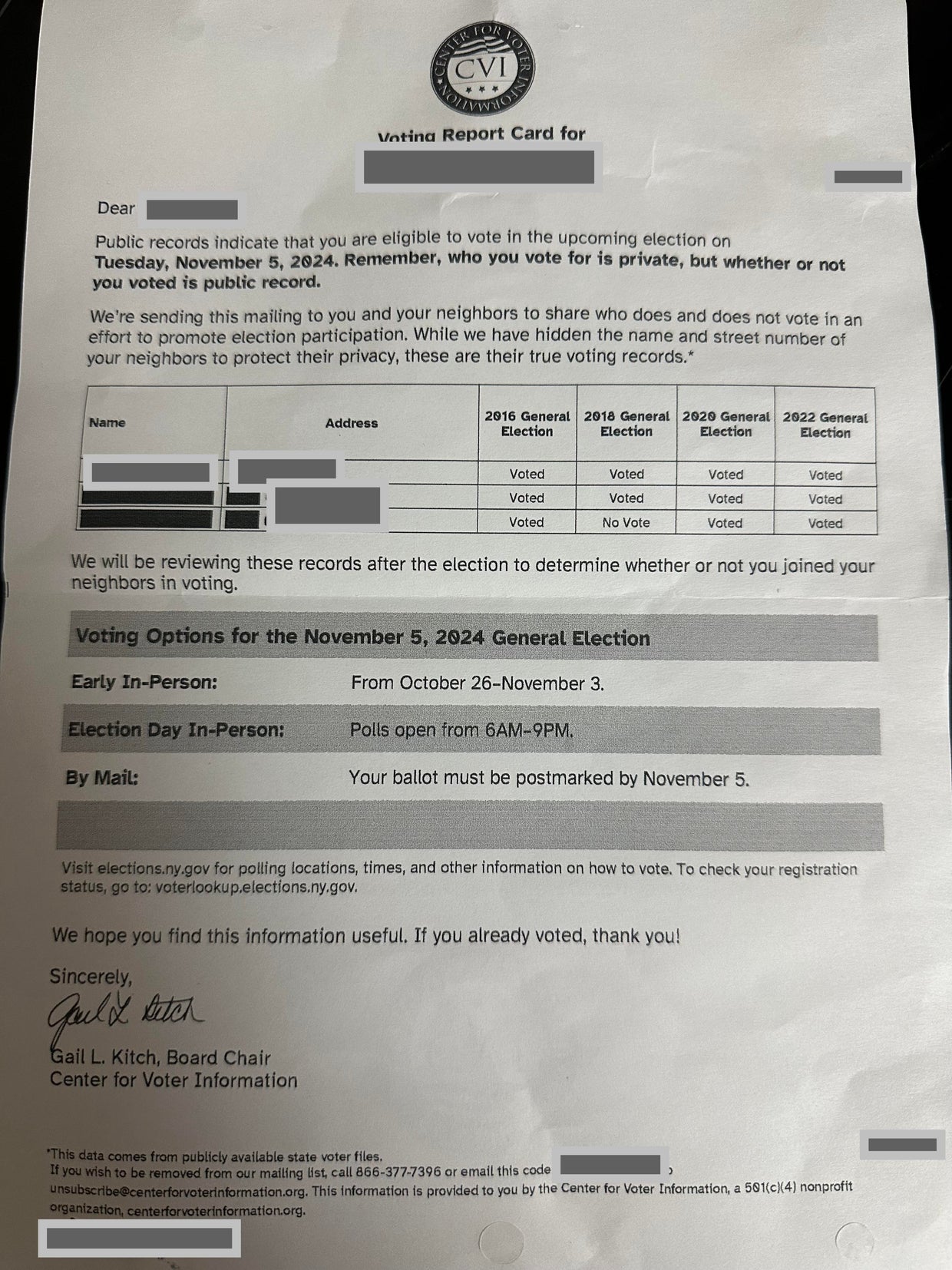 "Voter Report Card" mailings described as "creepy" and "insulting ...