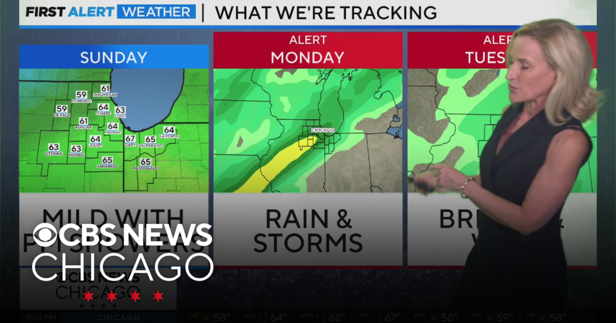 Mild with showers late Sunday, rain and storms Monday in Chicago - CBS ...