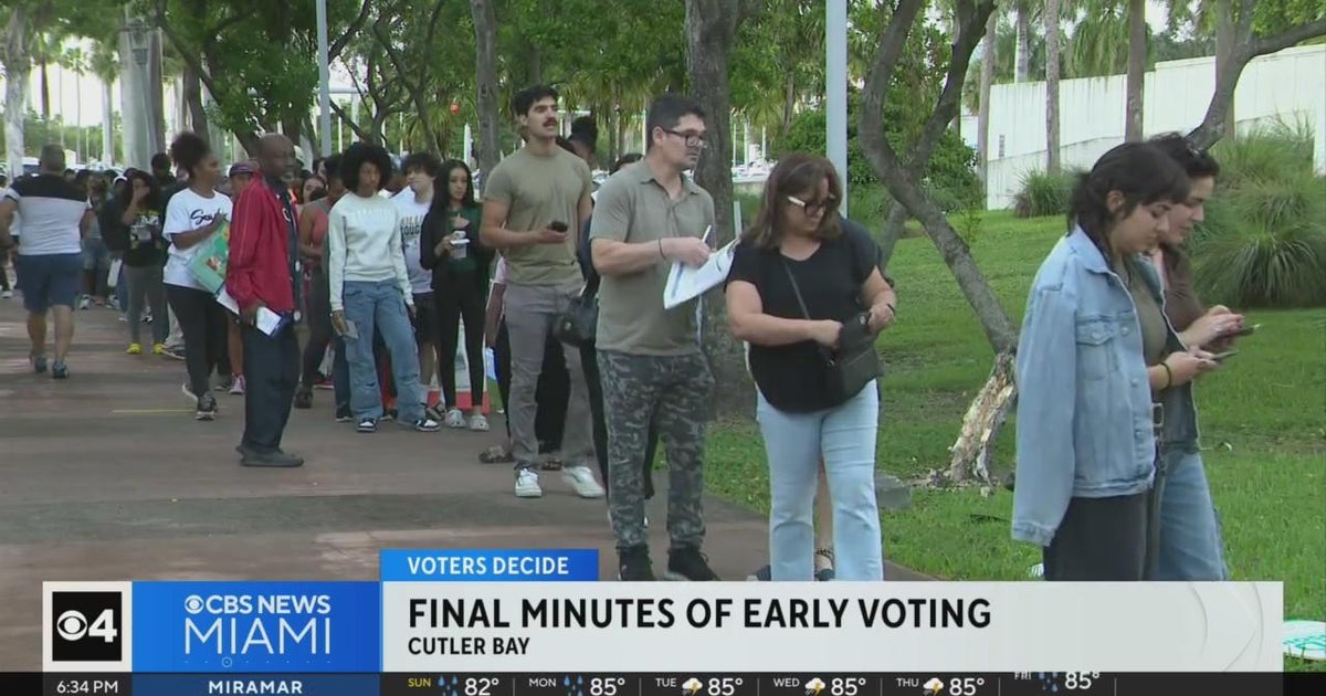 Hundreds head to the final minutes of early voting in Florida - CBS Miami