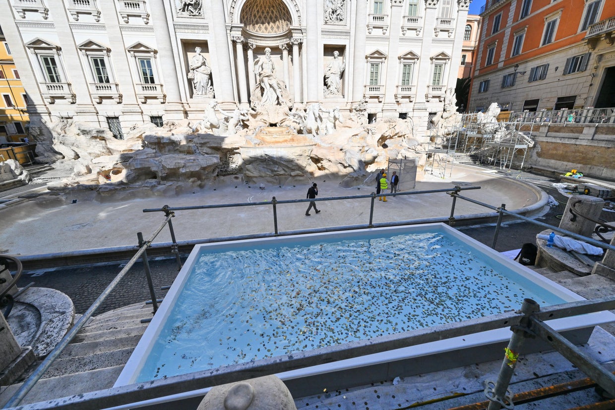 Rome's Trevi Fountain gets temporary catwalk as famous landmark ...