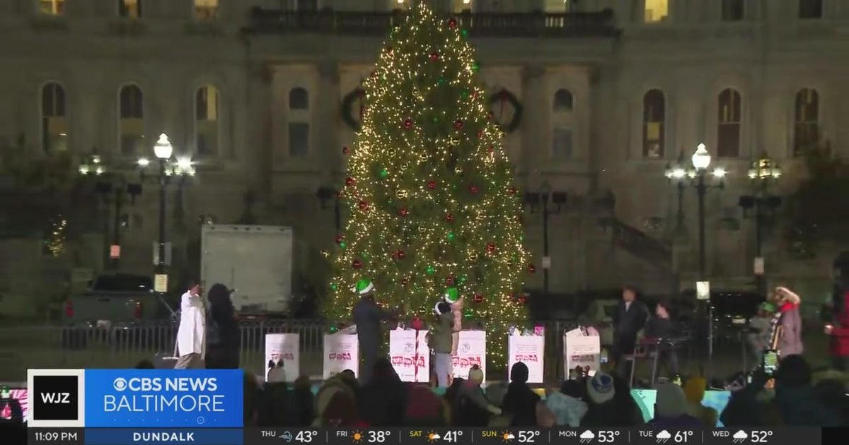 Baltimore Christmas Tree lit up in front of City Hall - CBS Baltimore