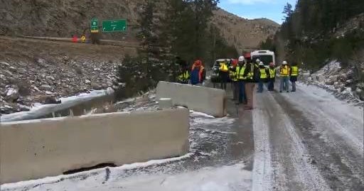 Crews doing rock blasting along Interstate 70 in Colorado's high ...