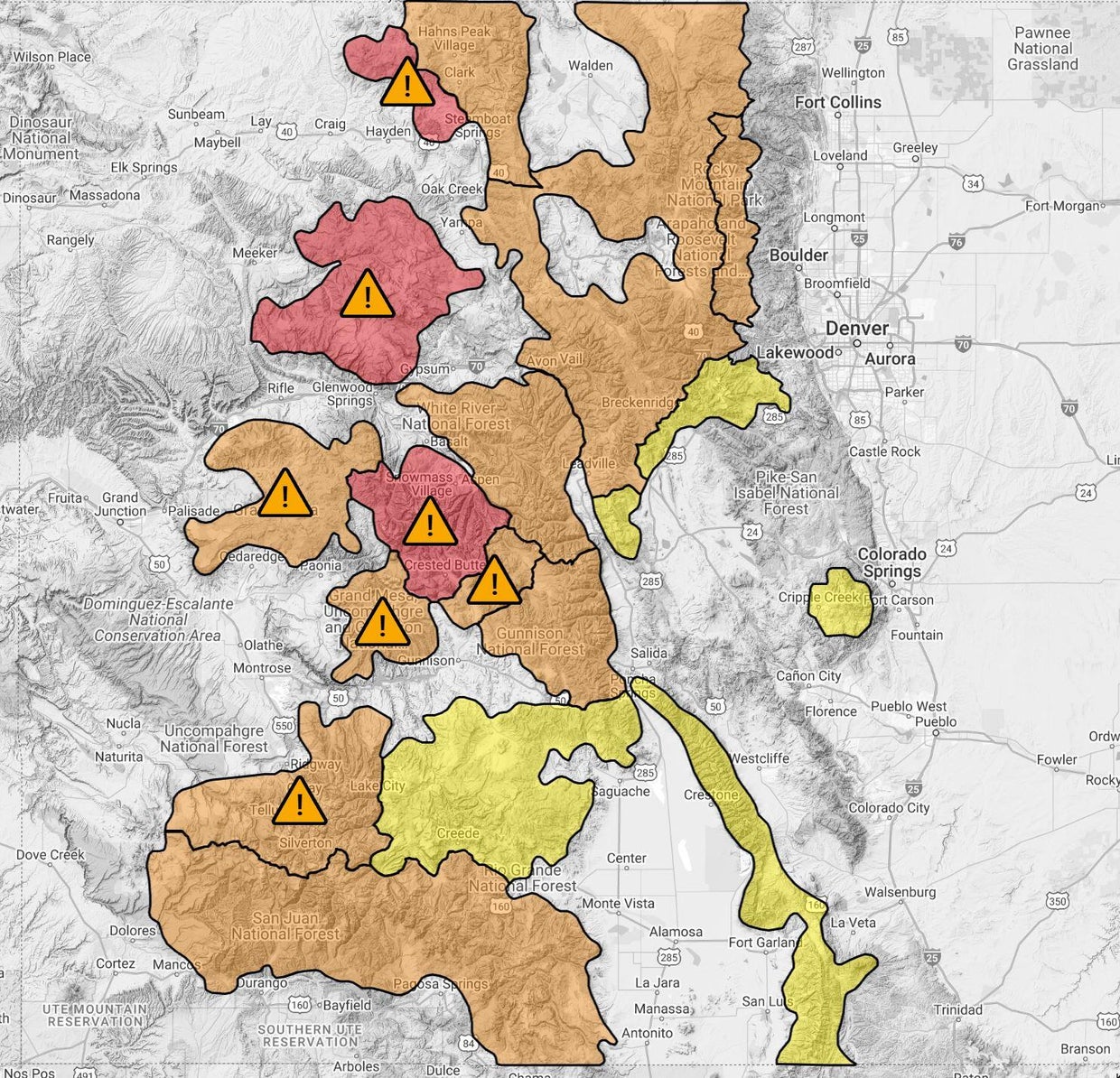 Colorado Avalanche Report shows heavy snow coming to high country ...