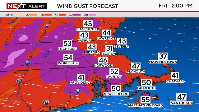 Map shows where potentially damaging winds will be Friday in ...