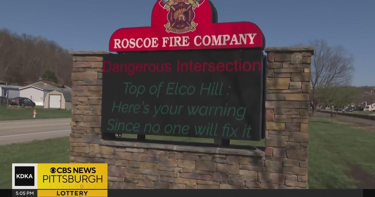 Dangerous Intersection Sign From Volunteer Fire Company Catches Eyes Of Drivers Cbs Pittsburgh
