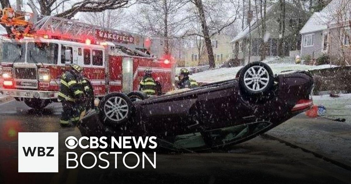 Snow and slush may have caused Wakefield rollover - CBS Boston