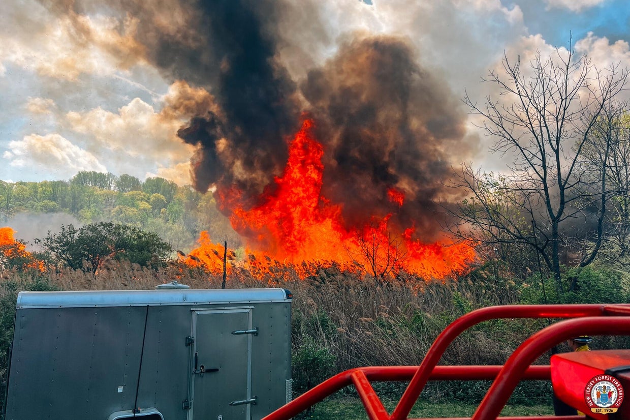 Hackettstown, N.J. wildfire 100% contained, officials say - CBS New York