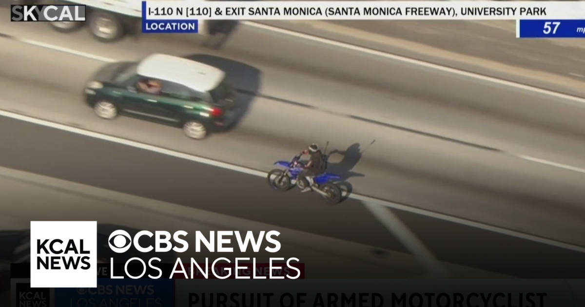 LAPD officers chase allegedly armed motorcyclist in South LA - CBS Los ...