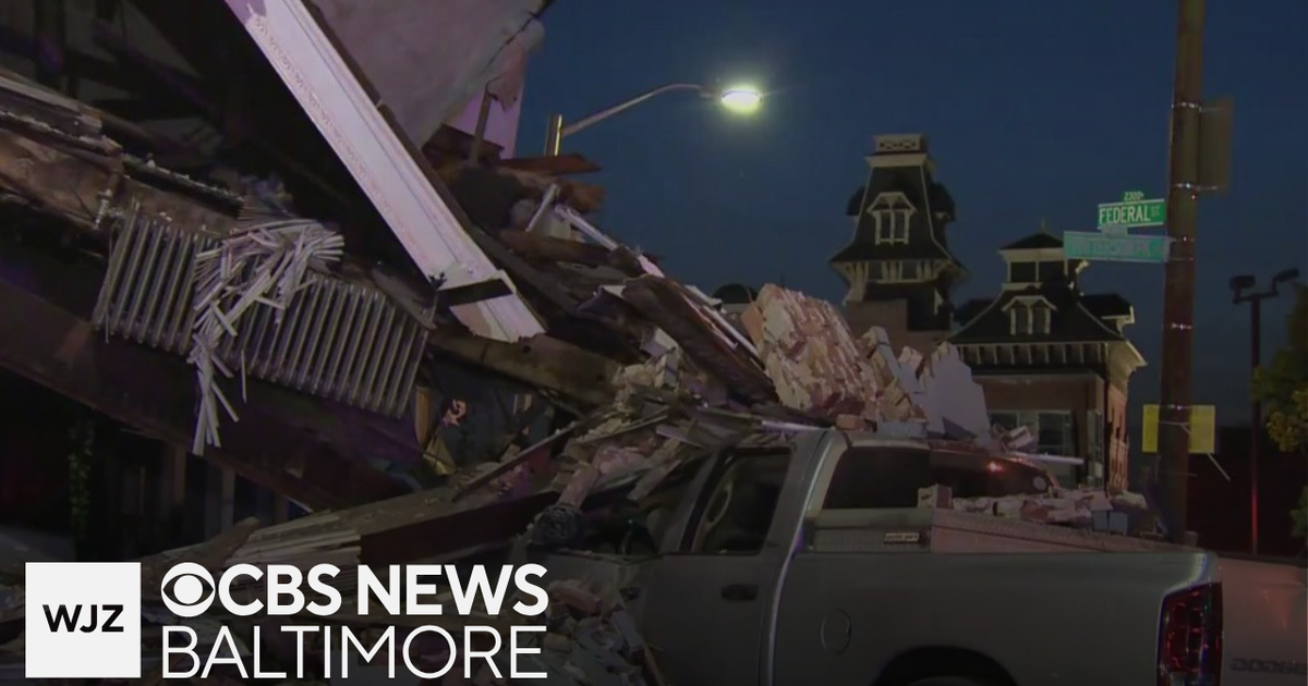 Baltimore building destroyed after crash involving pickup truck - CBS ...